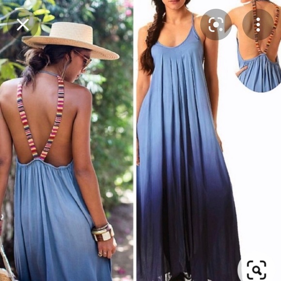 Raviya | Dresses | Iso Raviya Open Back Low Side Ombre Dress With Embroidered Straps Size Small ...